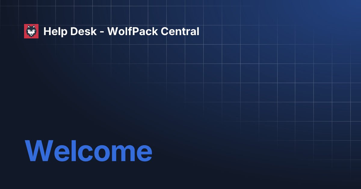 Welcome | Help Desk - WolfPack Central